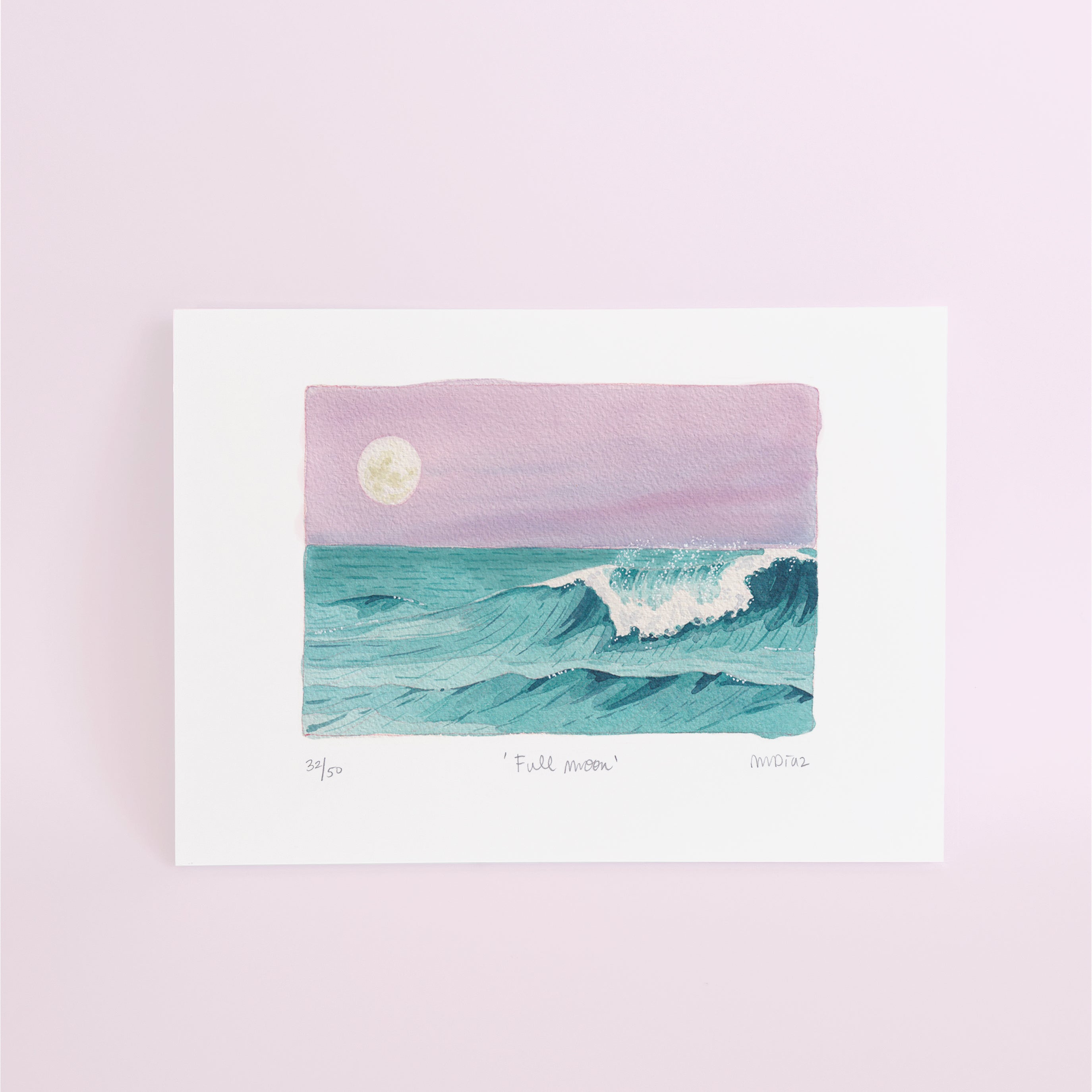 Full moon Watercolour art print – Drawing the Way