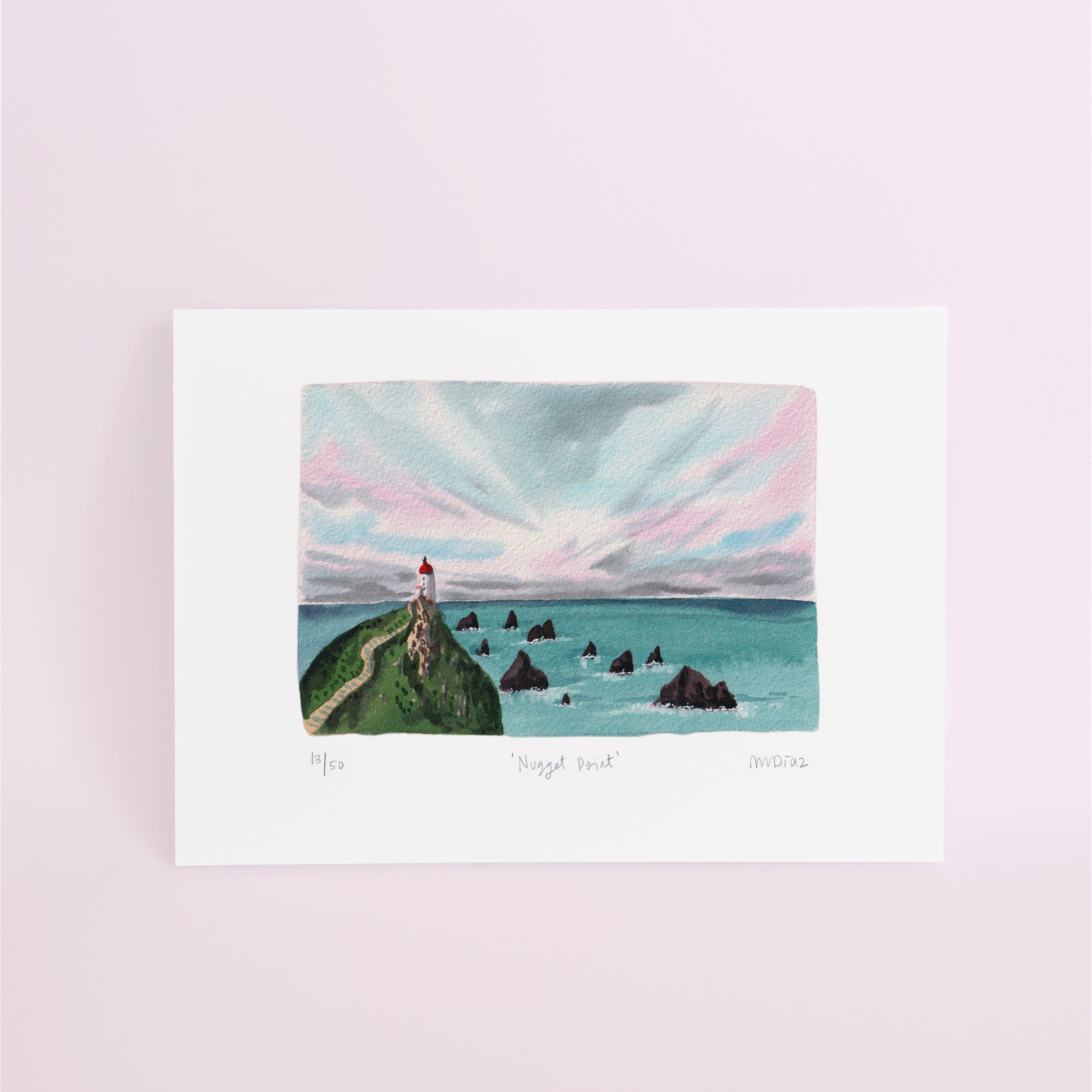 Nugget Point Watercolour art print – Drawing the Way